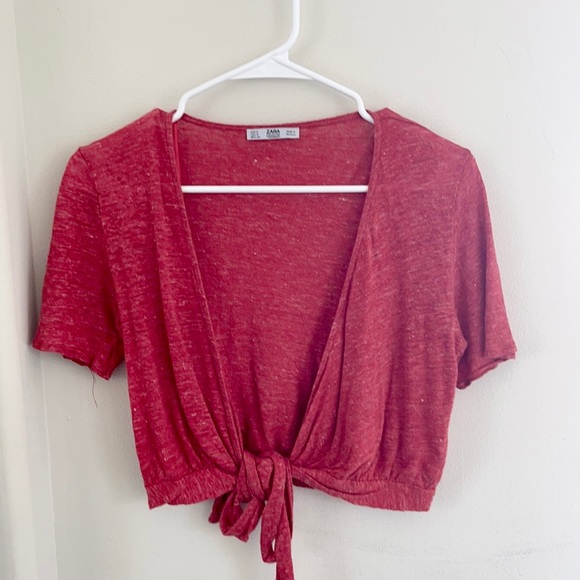 Zara | Tops | Zara Linen Cropped Wrap Top | Poshmark